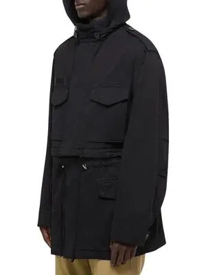 Helmut Lang Field Jacket With Stowaway Hood - Black