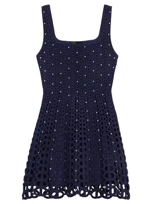 Maje Russelqueen Embellished Knit Mini Dress - Navy