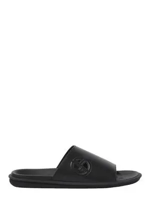 Giorgio Armani Leather Slides - Black