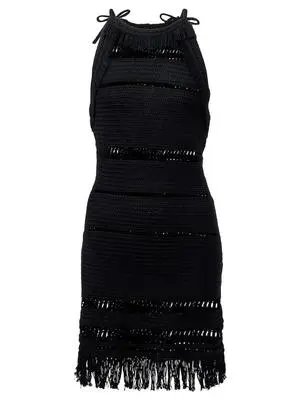 MARANT ETOILE Araliage Macramé Mini Dress - Black