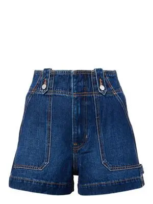 Veronica Beard Jaffee Pleated High-rise Denim Shorts - Blue