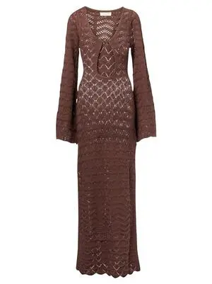 BANANHOT Rey Crochet Maxi Dress - Brown