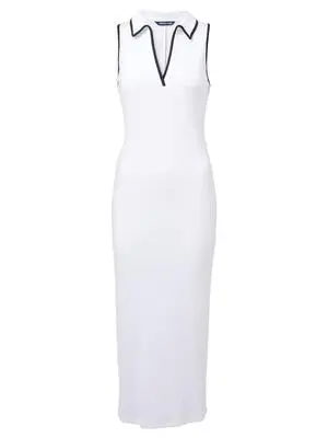 Veronica Beard Darien Ribbed-knit Polo Dress - White