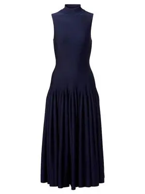 Alaïa Godet Midi Dress - Blue