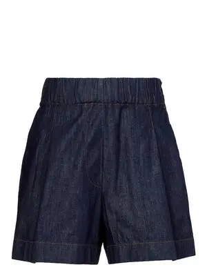 Dries Van Noten Pleated High-rise Denim Shorts - Blue