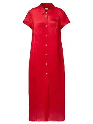 Khaite Effy Silk And Cotton Organza Maxi Dress - Red