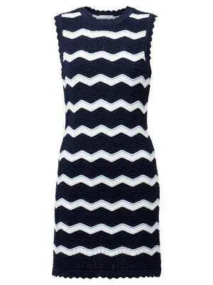 Veronica Beard Templeton Chevron Cotton-blend Minidress - Blue