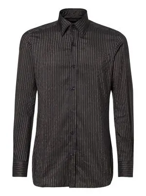 TOM FORD Pinstripe Silk Shirt - Black