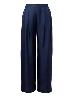 Asceno Isola Silk Wide-leg Pants - Blue