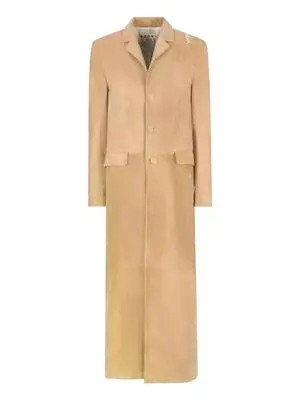 Marni Suede Double-breasted Coat - Neutrals