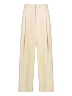Marni Pleated Wide-leg Trousers - Neutrals