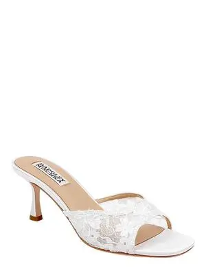 Badgley Mischka Draya Slide Sandals - White Satin
