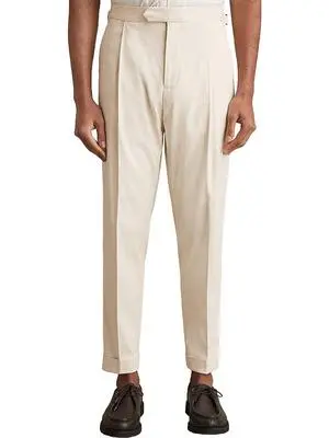 REISS Side Adjuster Tapered Trousers - Stone
