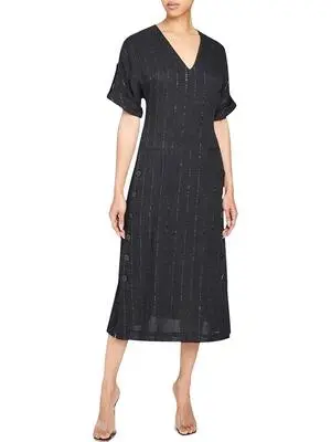 Santorelli Serafina Short Sleeve Midi Shift Dress - Black