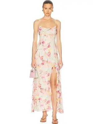 NICHOLAS Kamila Ruffle Cowl Gown - Luna Ivory Wildflower
