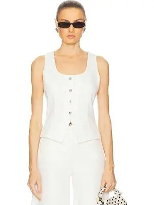 Matthew Bruch Scoop Neck Vest - White Denim