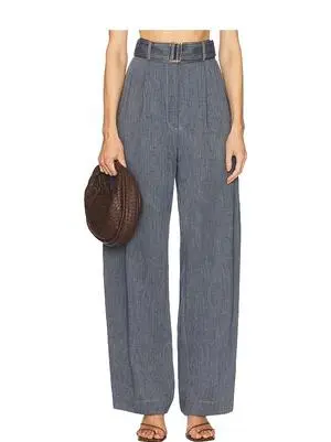 Matthew Bruch Pleated Barrel Trouser - Denim