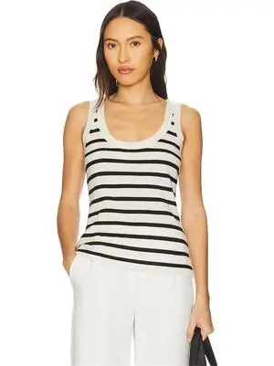 Veronica Beard Birke Cashmere Tank - Ivory & Black