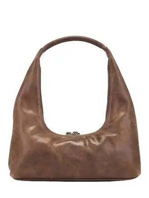 MARGESHERWOOD Hobo Shoulder Bag - Washed Brown Pull Up