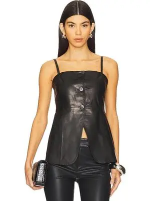 LAMARQUE Milana Leather Top - Black
