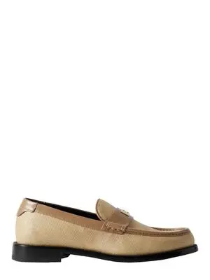 Victoria Beckham Leather-trimmed Raffia Loafers - Neutrals