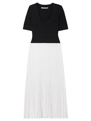 Maria Mcmanus Ballet Two-tone Pleated Midi Dress - White