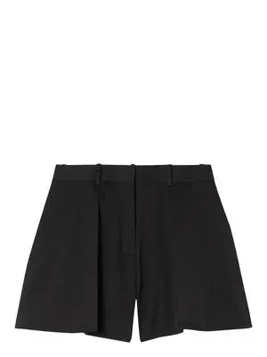 Loewe Pleated Cotton And Silk-blend Sateen Shorts - Black