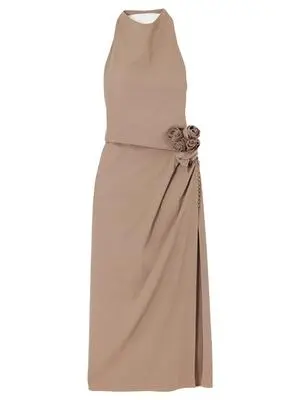 Magda Butrym Appliquéd Linen-blend Halterneck Maxi Dress - Neutrals