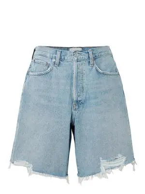 AGOLDE Indra Distressed Denim Shorts - Blue