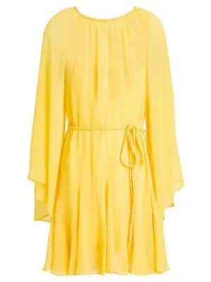Alice + Olivia Belted Crepon Mini Dress - Yellow
