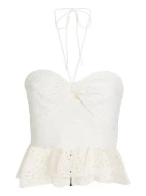 Alice + Olivia Livia Broderie Anglaise Top - Off-white