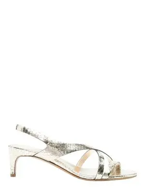 DEL CARLO 55mm Snakeskin-effect Sandals - Gold