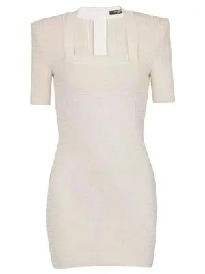 Balmain Labyrinth-knit Mini Dress - Neutrals