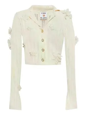 Casablanca Floral-appliqué Knit Top - White