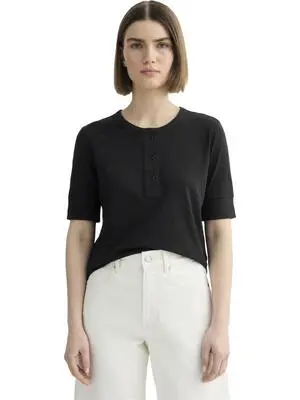 Everlane Cotton-linen Henley - Black