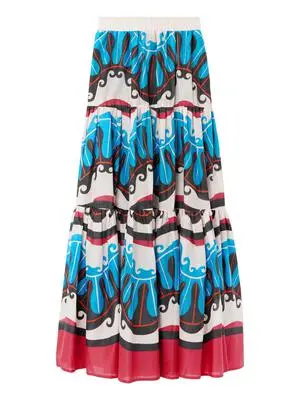 La DoubleJ Mother Printed Maxi Skirt - Blue