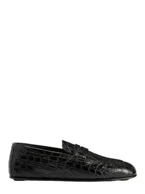 GIUSEPPE ZANOTTI Cristophe Crocodile-embossed Loafers - Black