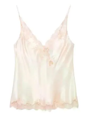 Carine Gilson Caudry Lace Silk Camisole - Pink