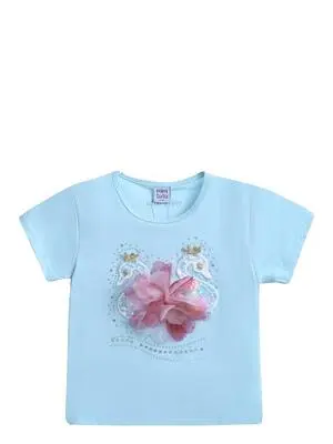 MIMI TUTU Swan Applique T-shirt - Blue