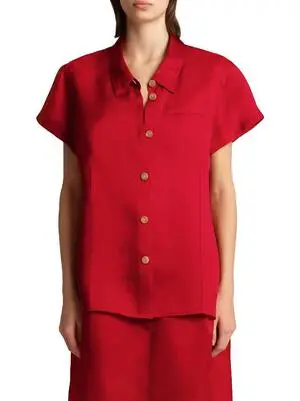 Khaite Khaite Keefe Silk Organza Button-Up Shirt Raspberry