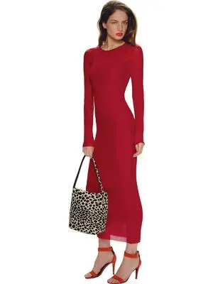 REFORMATION Rene Mesh Knit Midi Dress - Red
