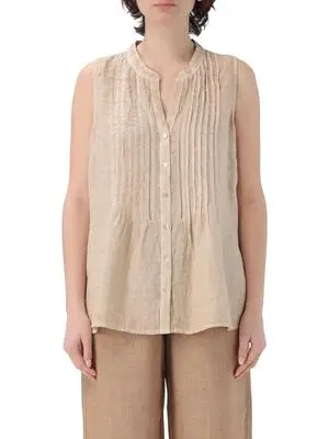120% Lino Sleeveless Shirt - Beige