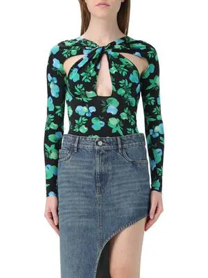 COPERNI Coperni Long Sleeve Floral Print Cut-Out Bodysuit