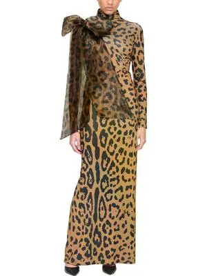 ATU BODY COUTURE Atu Body Couture Leopard-Print Long Sleeve Dress