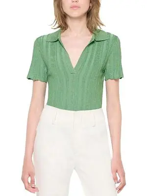 AS By DF Tilda Lurex Ribbed Top - Mint Matcha
