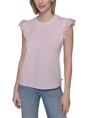 Karl Lagerfeld Paris Sleeveless Ruffled Top - Parfait