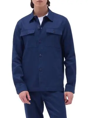 Bugatchi Linen & Cotton Stretch Shirt Jacket - Navy