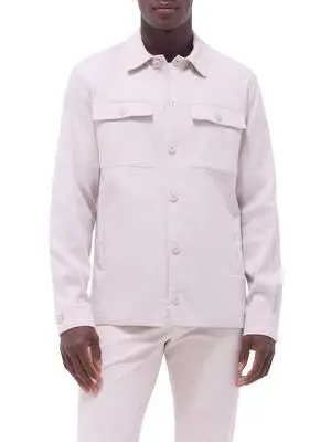 Bugatchi Linen & Cotton Stretch Shirt Jacket - Stone