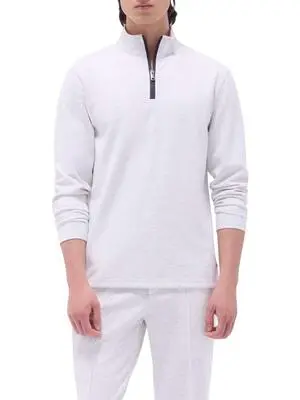 Bugatchi Quarter Zip Performance Pullover - Chalk
