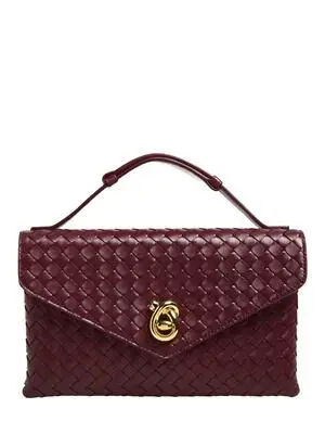 Bottega Veneta Bottega Veneta Knot Lock Intrecciato Leather Shoulder Bag 2250 Barolo-m Brass